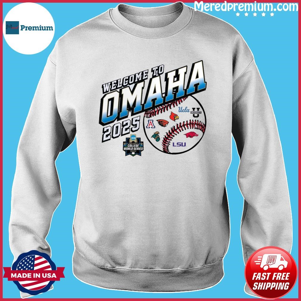 Official Welcome To Omaha 2025 NCAA Baseball CWS 8 Teams T-Shirt ...